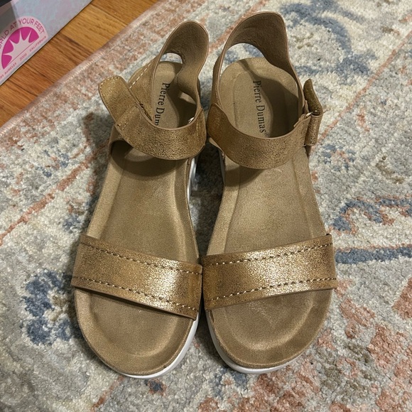Pierre Dumas | Shoes | Pierre Dumas Platform Wedge Gold Sandals | Poshmark